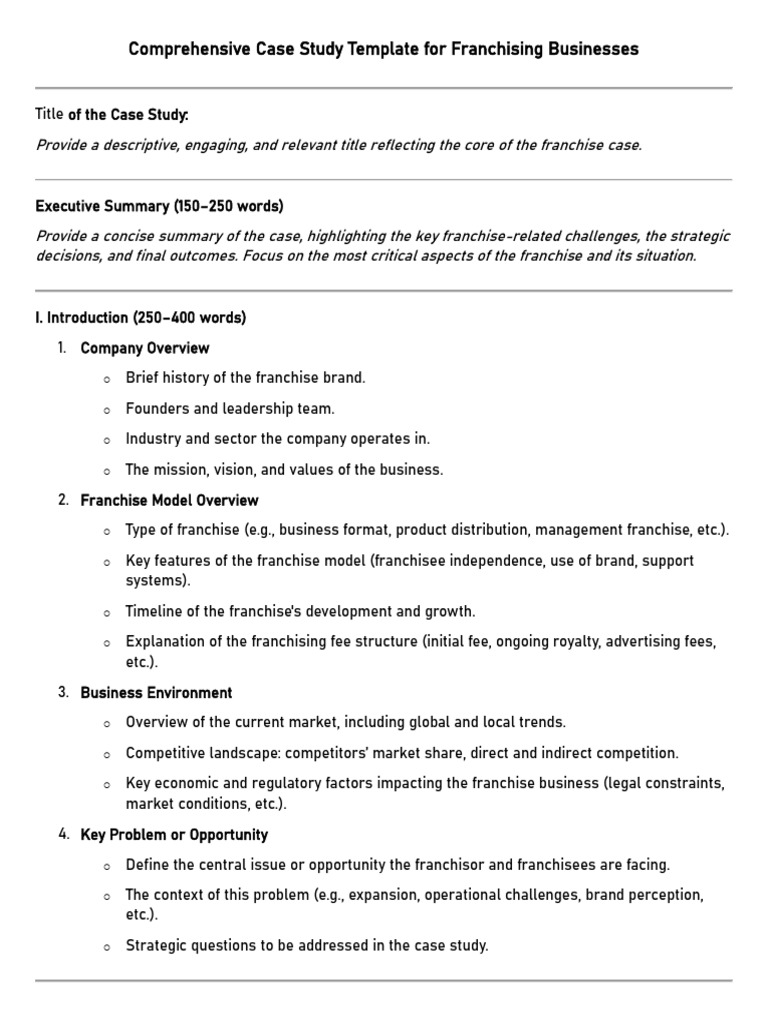 Comprehensive-Case-Study-Template-for-Franchising-Businesses | PDF | Franchising | Brand