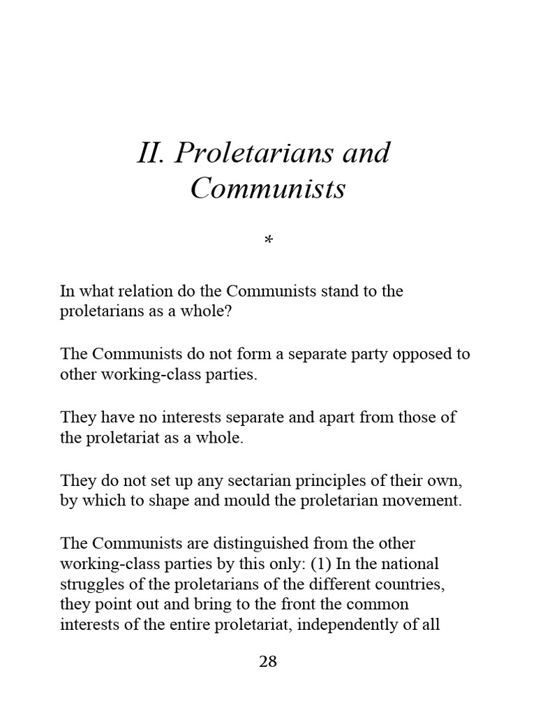 Marx and Engels - Chapter II-In The Communist Manifesto | PDF ...