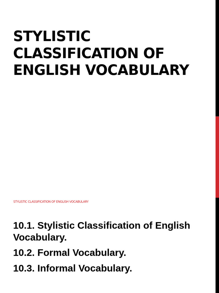 Stylistic Classification | PDF | Word | Vocabulary