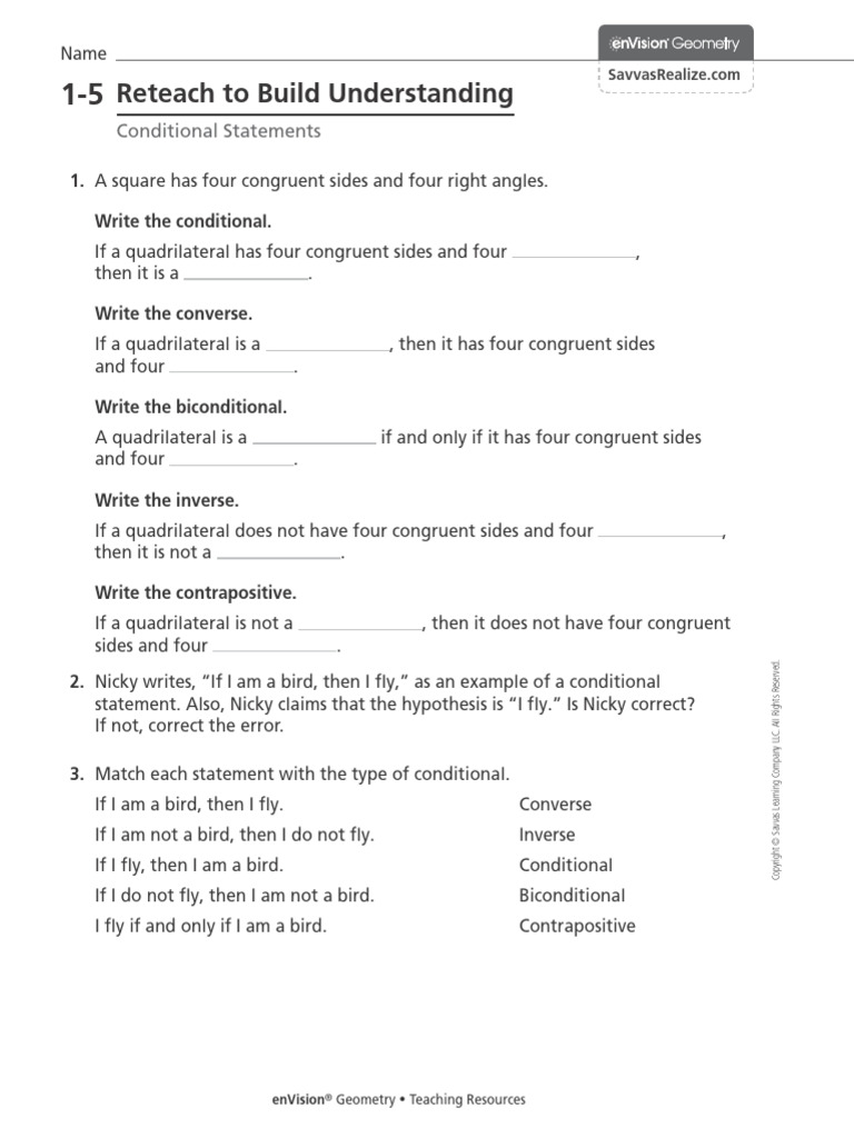 1-5 - Reteach To Build Understanding PDF | PDF