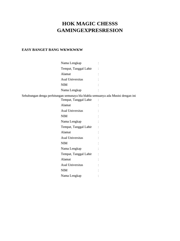 Hok Magic Chess Form | PDF