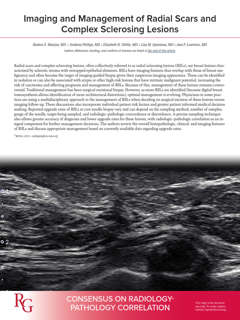 Imaging and Management of Radial Scars and Complex Sclerosing Lesions ...