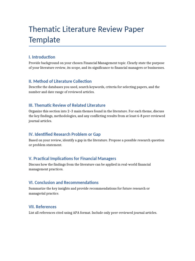 Thematic Literature Review Template | PDF | Academia | Inquiry