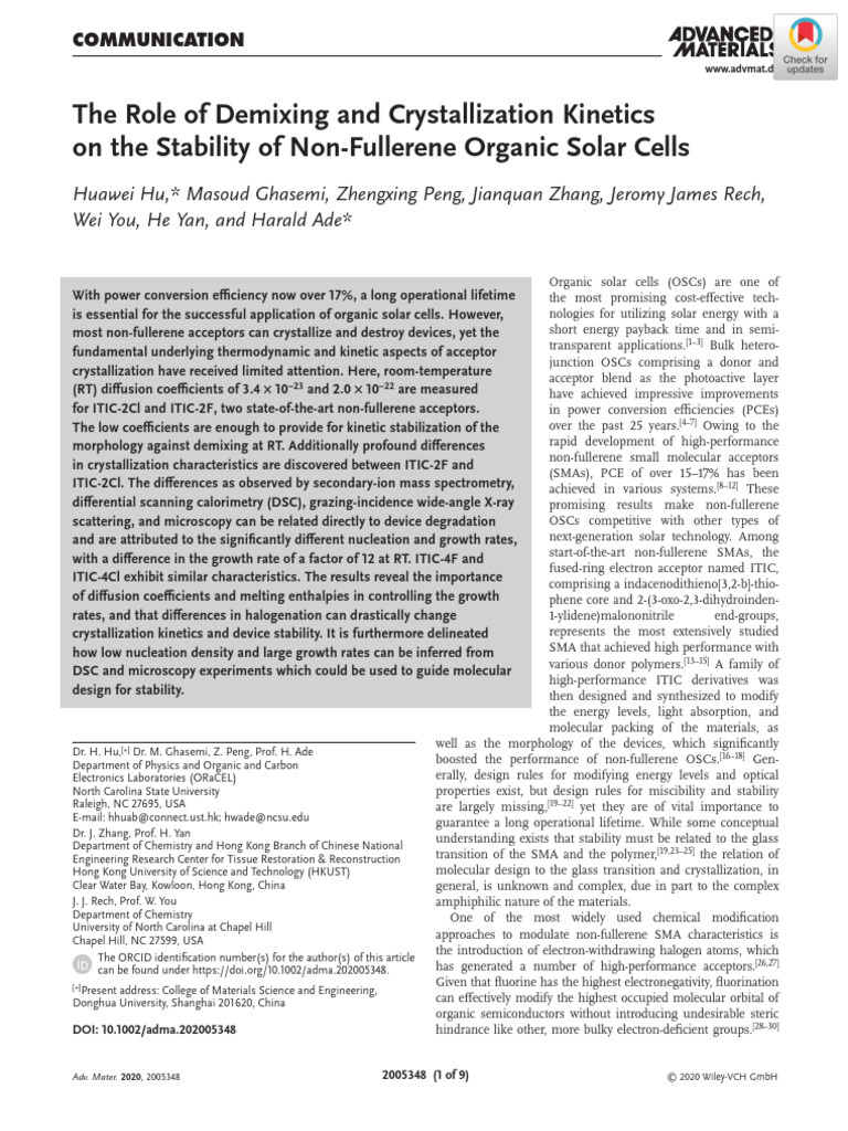 The Role of Demixing and Crystallization Kinetics On The Stability of ...