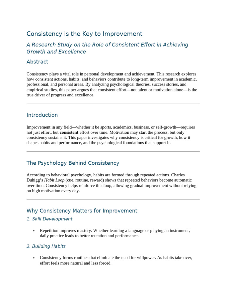 Consistency | PDF | Habits | Motivational
