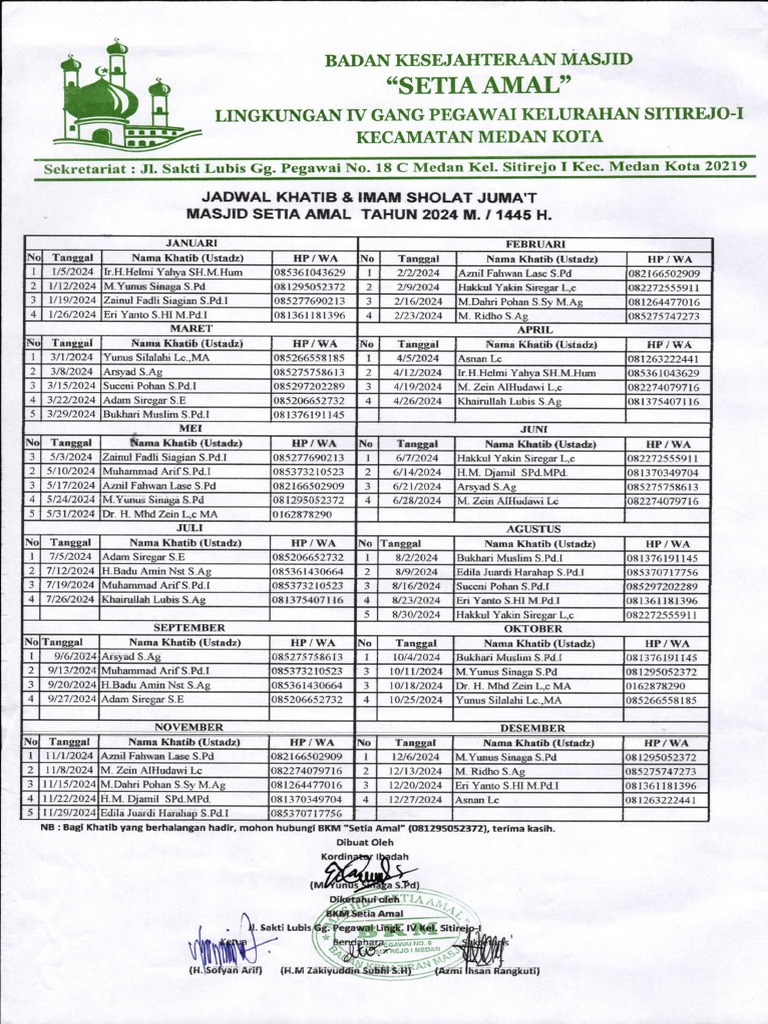 Jadwal Khatib 2024 | PDF