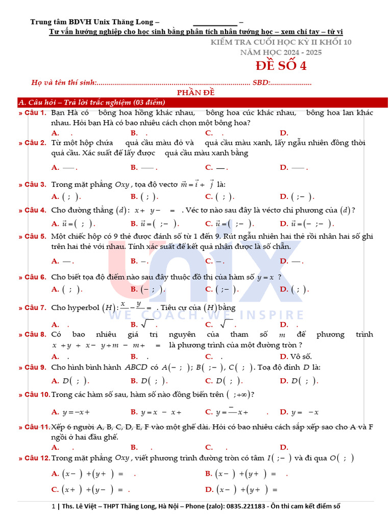 HS 10 KNTT CK2 ĐỀ 04 | PDF