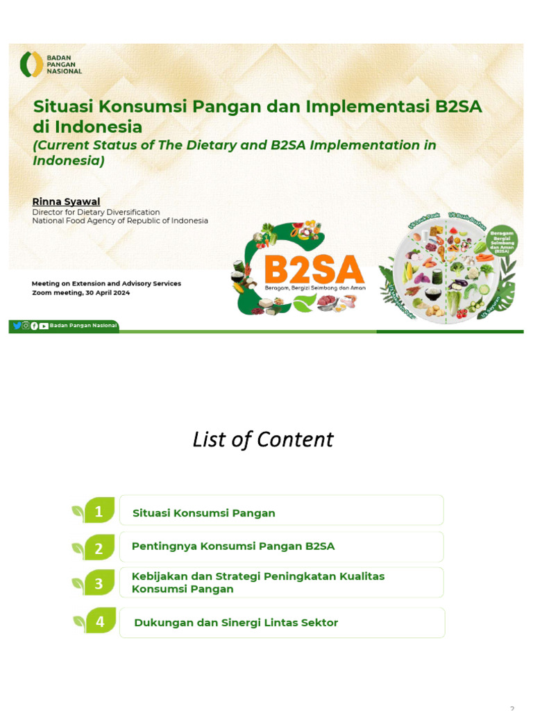 Konsumsi Pangan B2SA di Indonesia 2023 | PDF