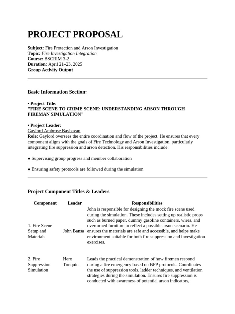 Project-Proposal - Fire Protection and Arson Investigation - Grou 9 ...