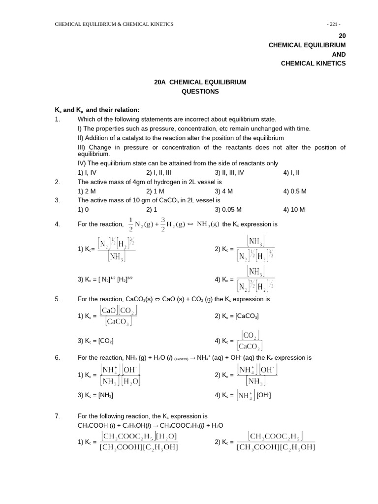 Chemical Equilibrium and Chemical Kinetics | PDF | Chemical Equilibrium ...
