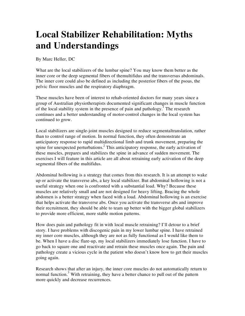 DC 66 Local Stabilizers | PDF | Abdomen | Back Pain