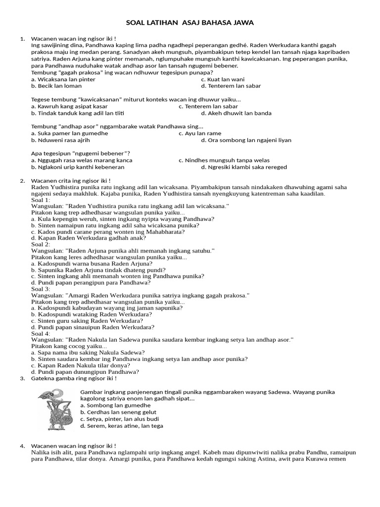 Soal Les Asaj Bahasa Jawa | PDF
