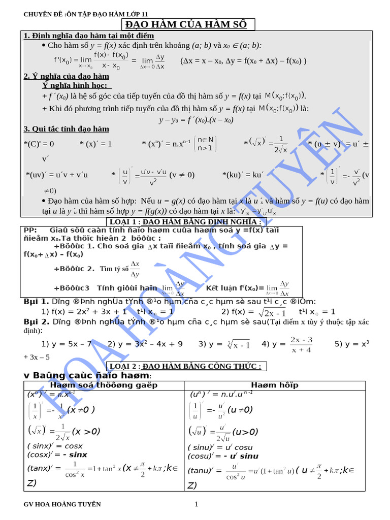 On Tap Chuong Dao Ham Rat Hay Lop 11 | PDF