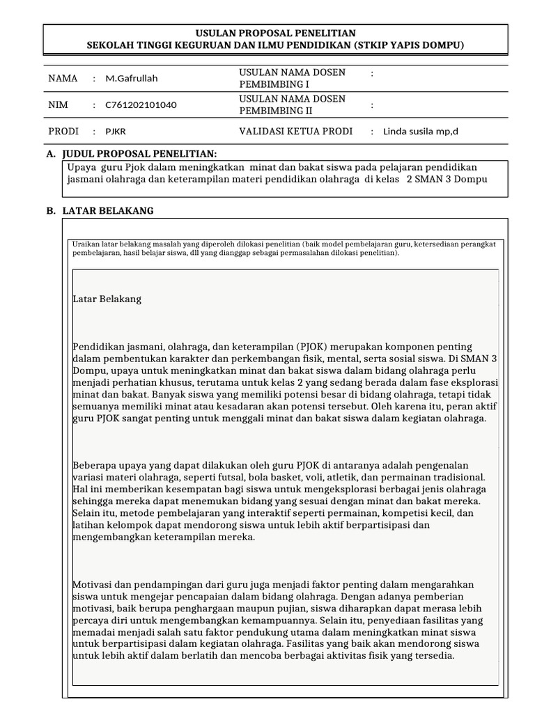 Lembaran Usulan Proposal Gafur (3) - 2 | PDF