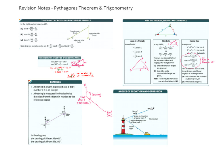Revision Notes - Pythagoras Theorem & Trigonometry | PDF