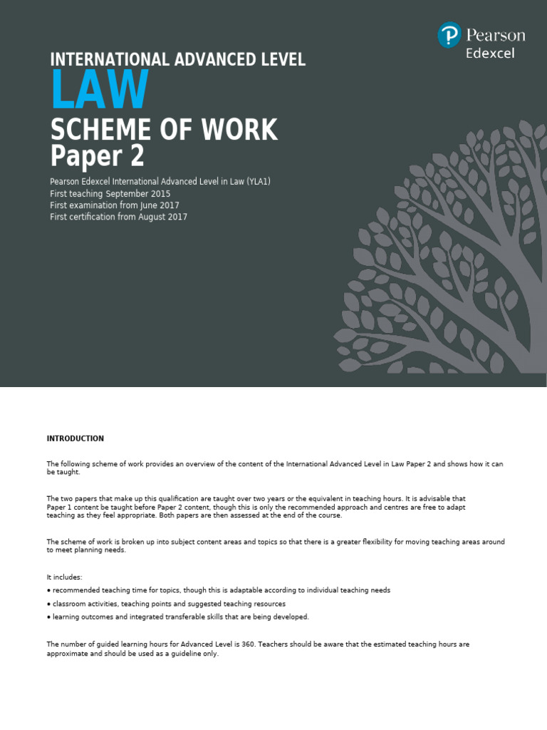 IAL Law Editable Scheme of Work For Paper 2 - Final - 170222 | PDF ...
