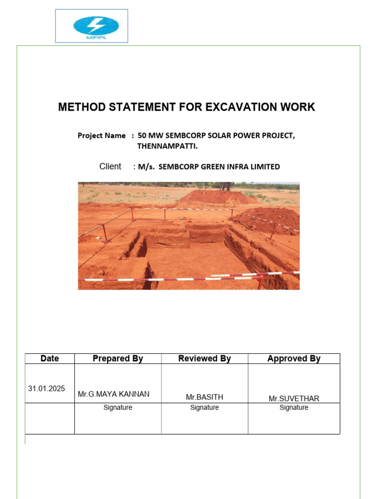 Excavation Safety Method Statement | PDF | Soil | Personal Protective ...
