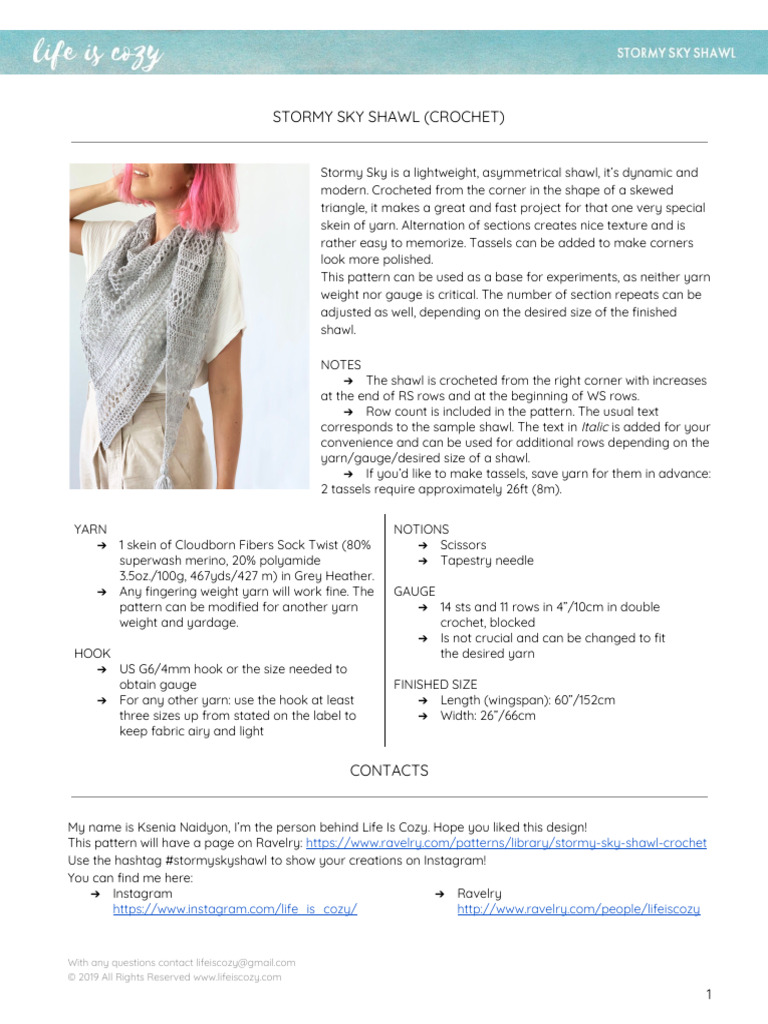 Crochet+Stormy+Sky+Shawl | PDF | Crochet | Yarn