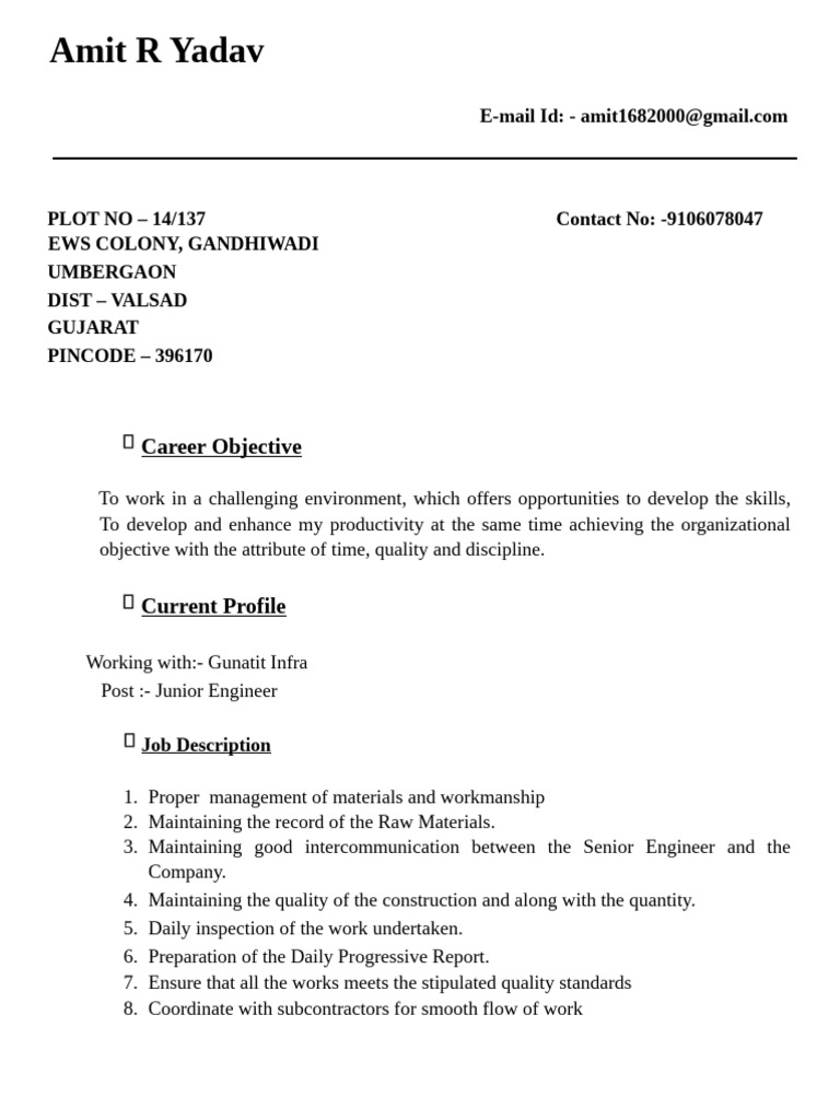 Resume Amit Yadav | PDF