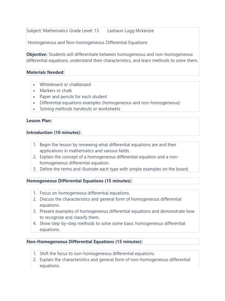 Homogeneous vs Non-Homogeneous Equations | PDF | Equations ...