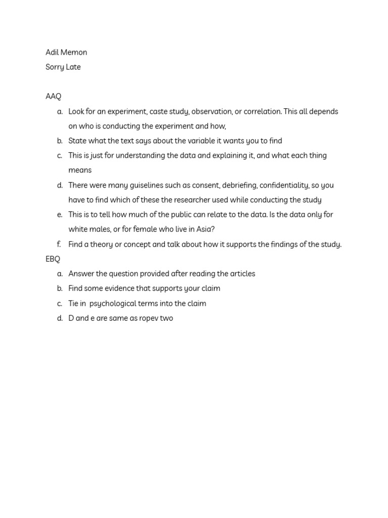 AAQ and EBQ | PDF