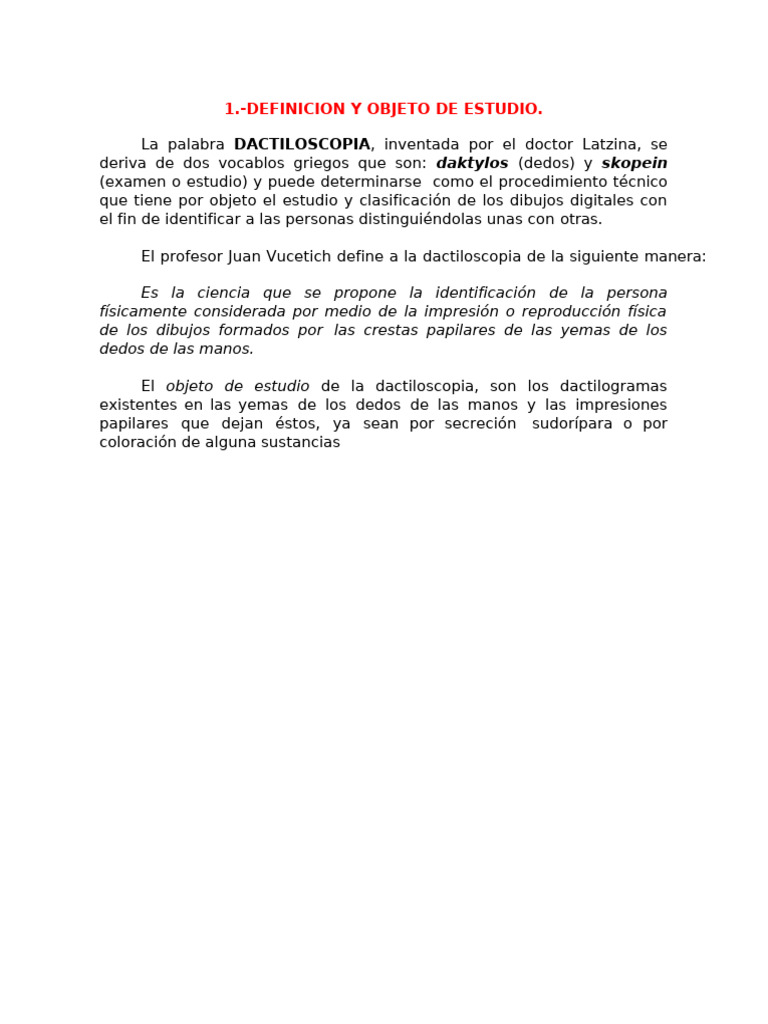 Dactiloscopia: Tipos y Deltas Negros | PDF | Huella dactilar