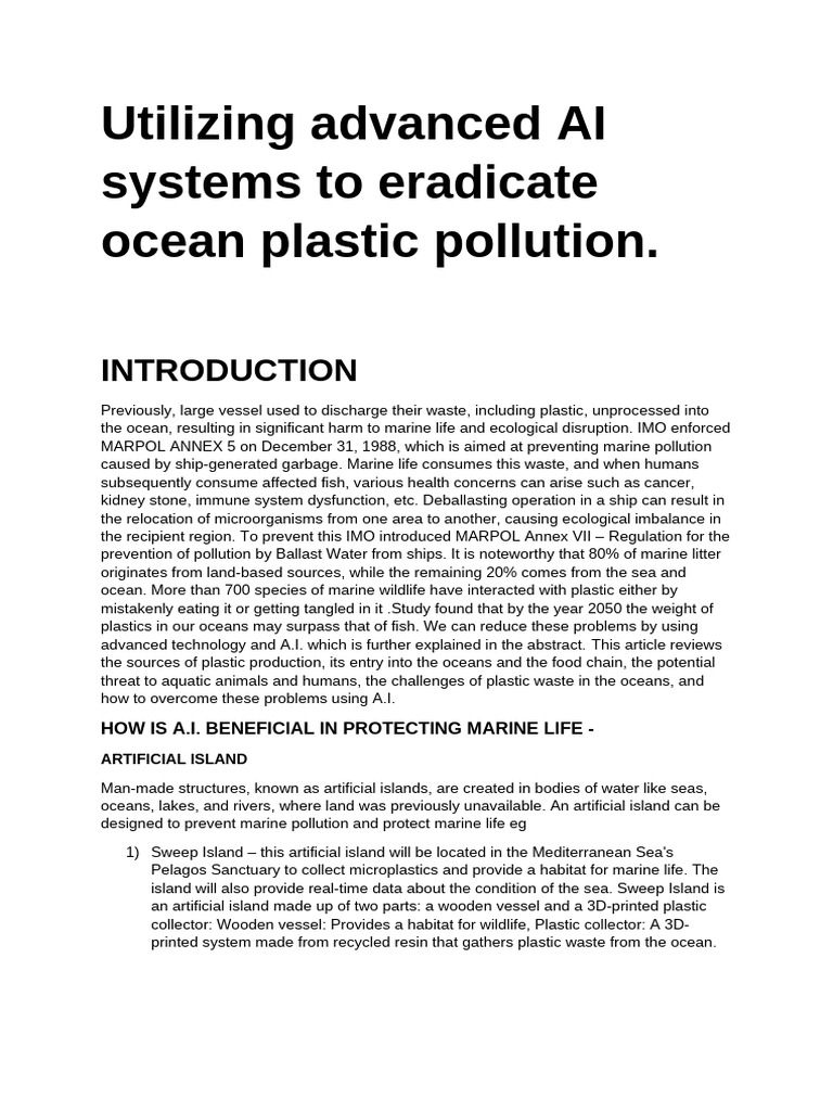 Utilizing Advanced AI Systems To Eradicate Ocean Plastic Pollution ...