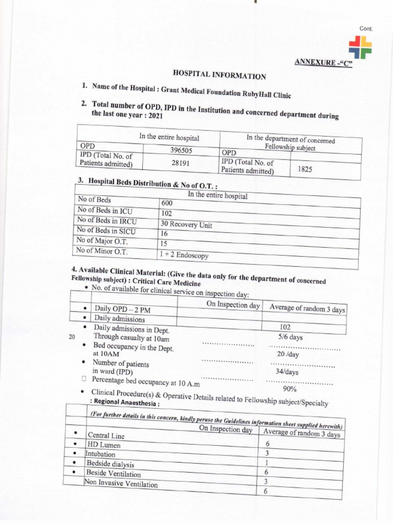 Annexure C (Hospital Information) | PDF