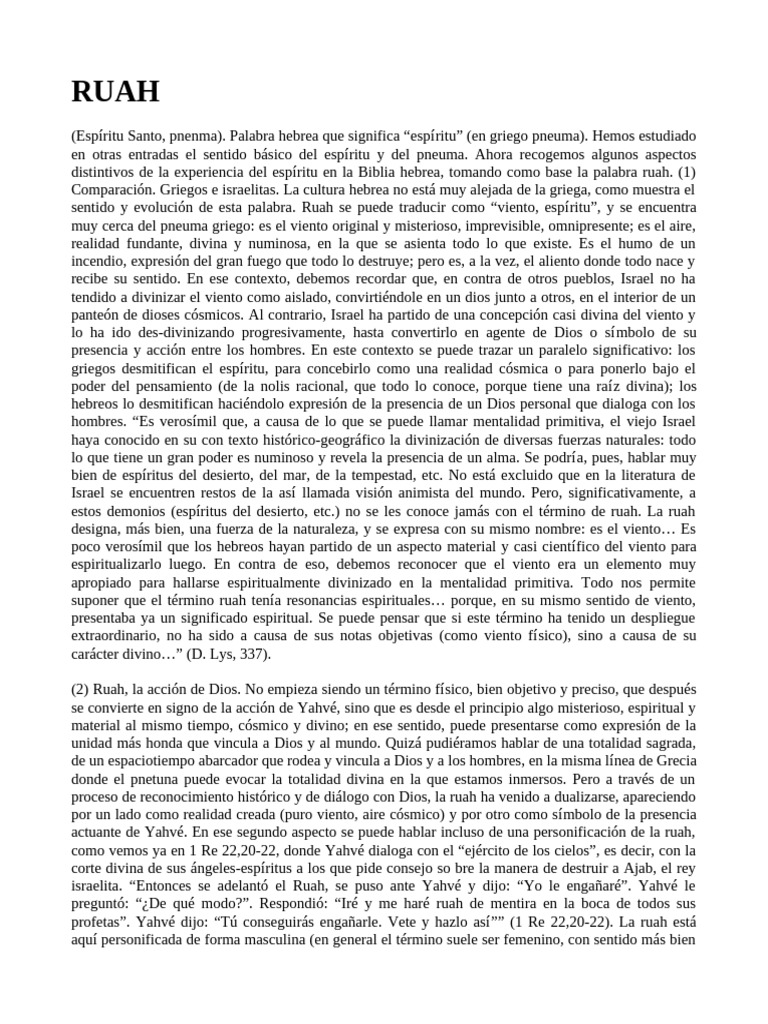 Significado de Ruah en Hebreo | PDF | Divinidad | Dios