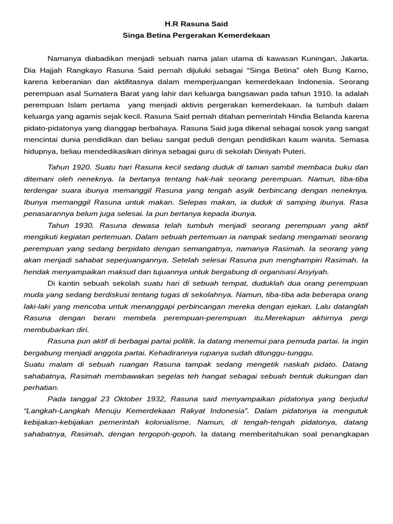 H.R. Rasuna Said: Pahlawan Perempuan Indonesia | PDF