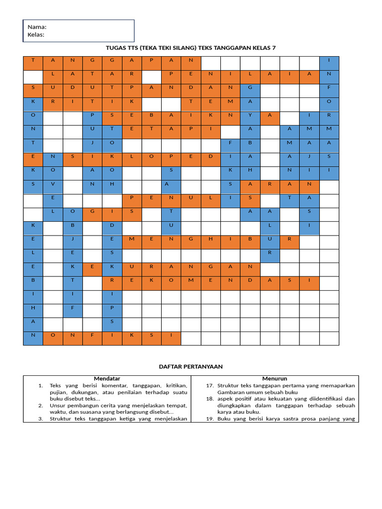 Kunci Jawaban TTS Teks Tanggapan | PDF
