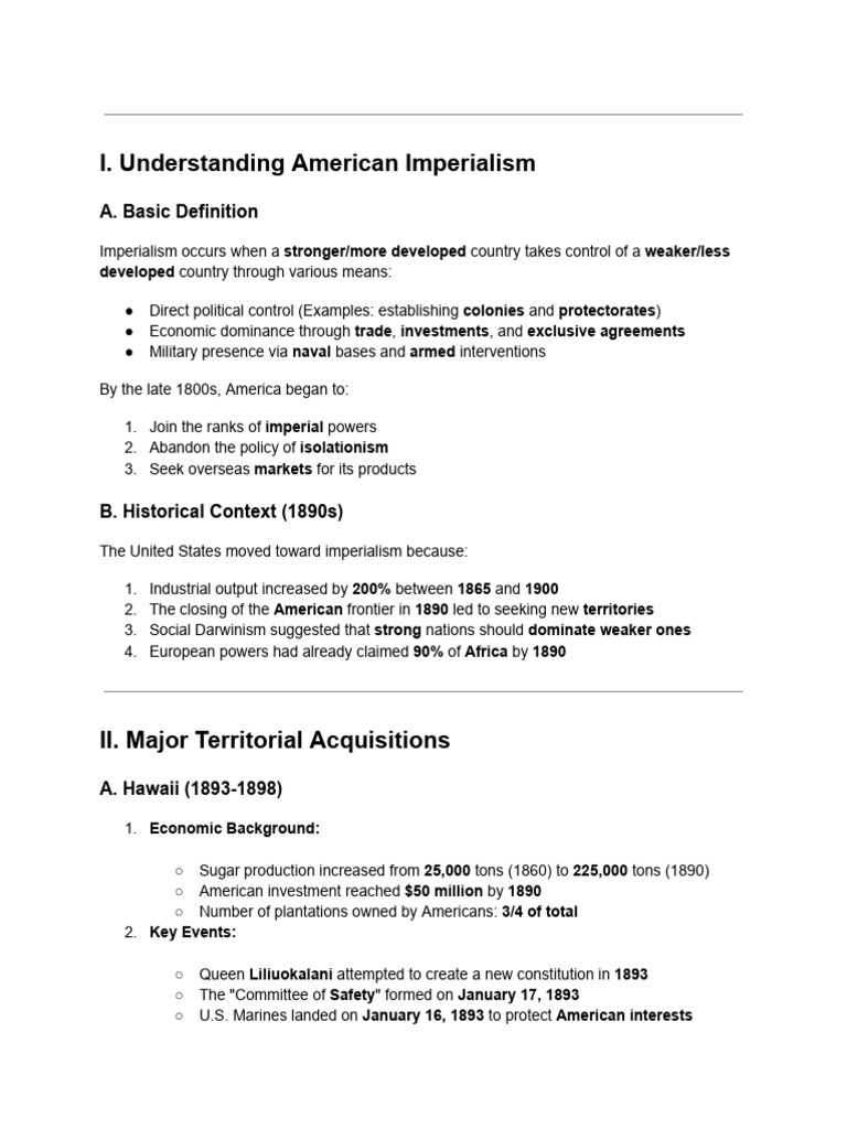 Guided Notes - American Imperialism and The Spanish-American War (1890s ...