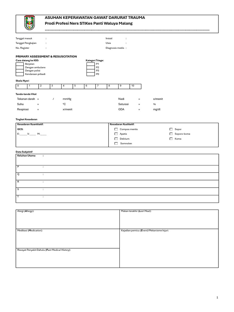 Format Askep Gadar Trauma 24-25 | PDF