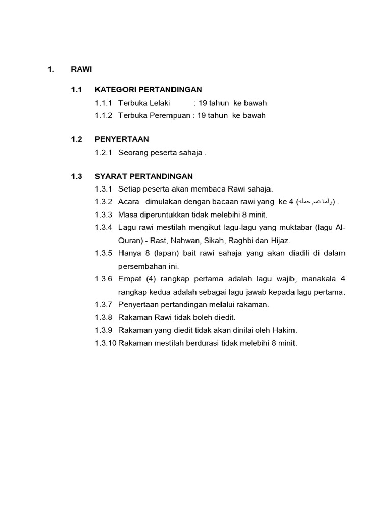 Panduan Pertandingan Rawi 2023 | PDF