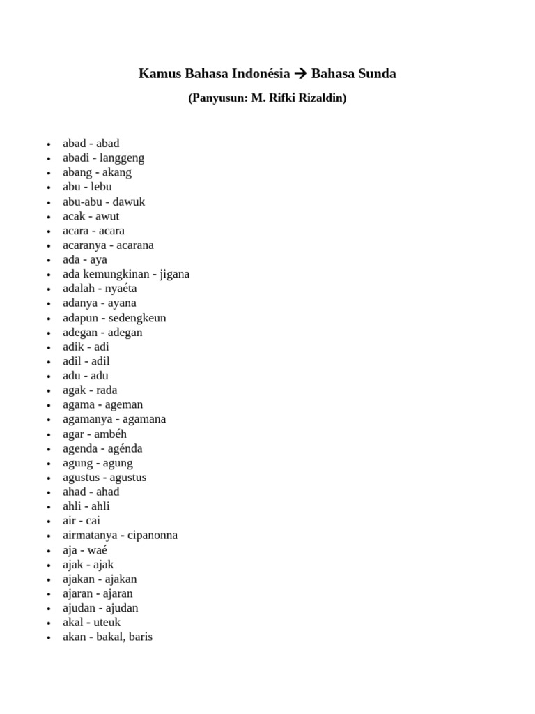 Kamus Bahasa Indonesia-Sunda | PDF