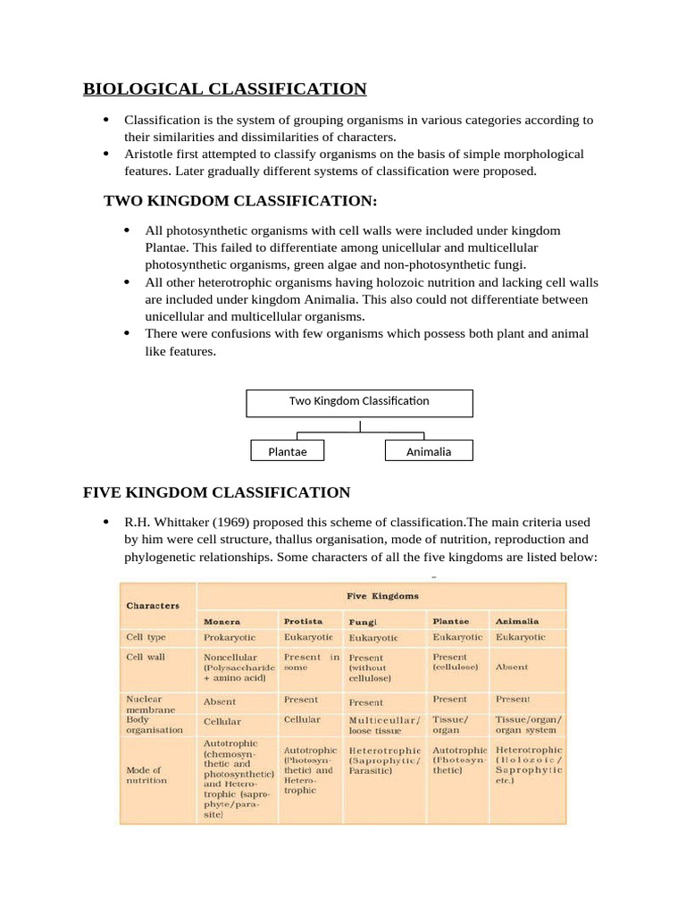 Biological Classification Study Material | PDF | Bacteria | Protozoa