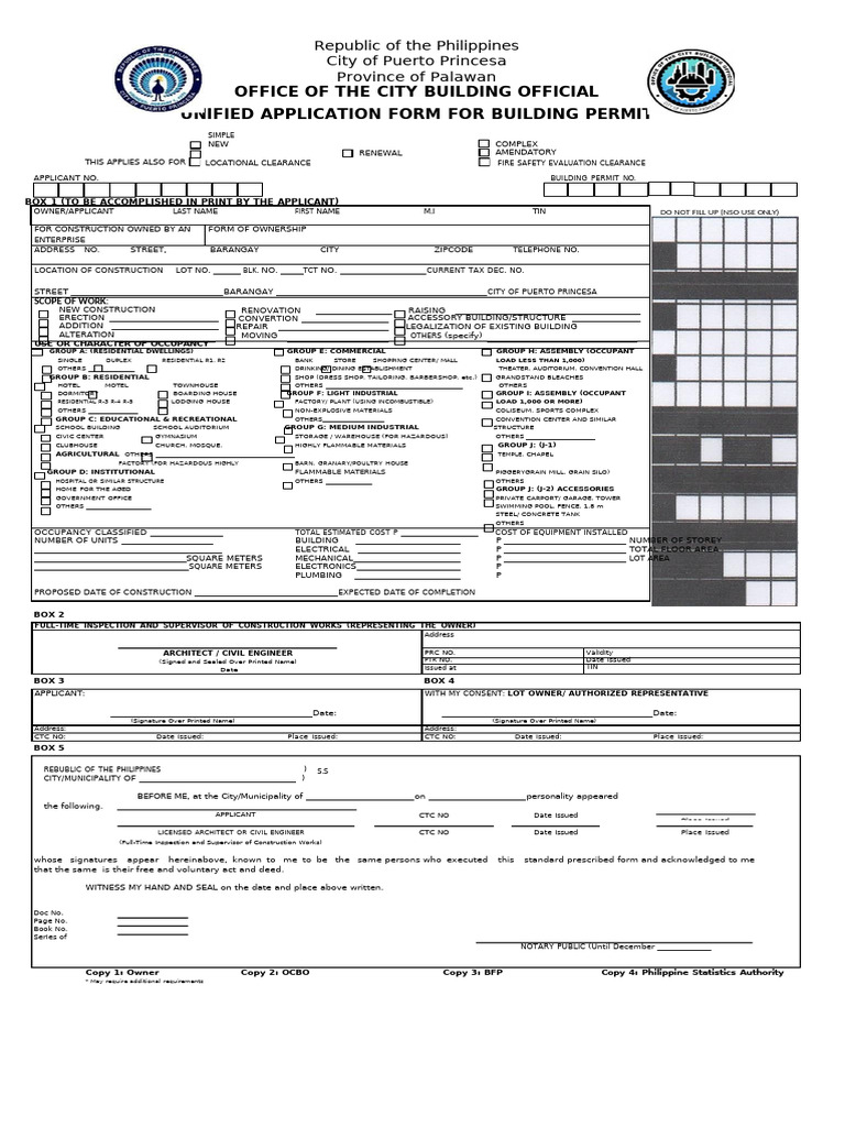 Unified Building Permit Form | PDF | Notary Public | Building