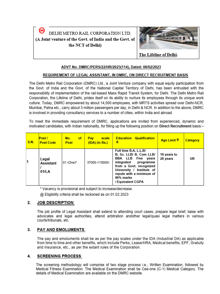 Legal Assistant DR Advt Application Form 08022023 | PDF