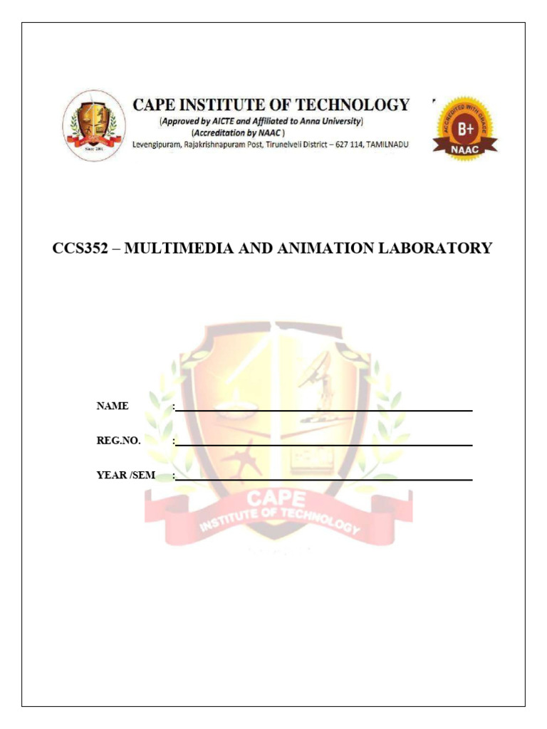 Ccs352 Multimedia and Animation Lab Manual | PDF | Software | Computing