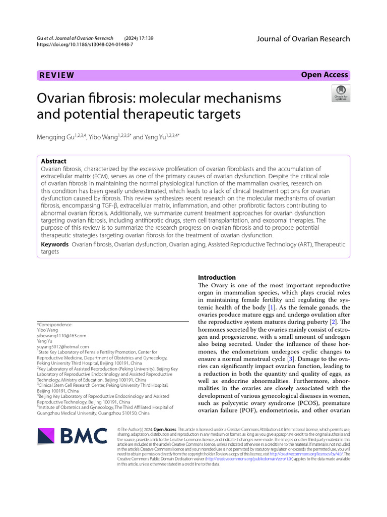 Ovarian Fibrosis - Molecular Mechanisms and Potential Therapeutic | PDF ...