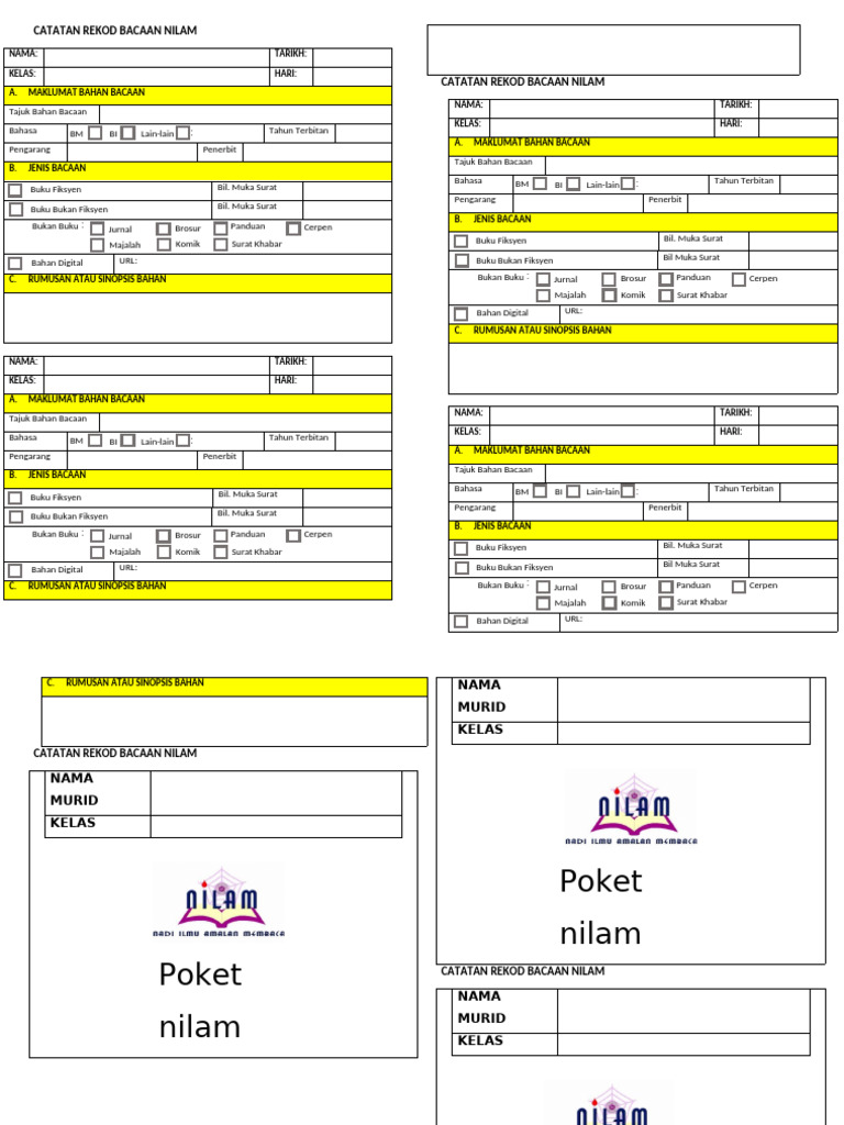 Catatan Rekod Bacaan Nilam | PDF