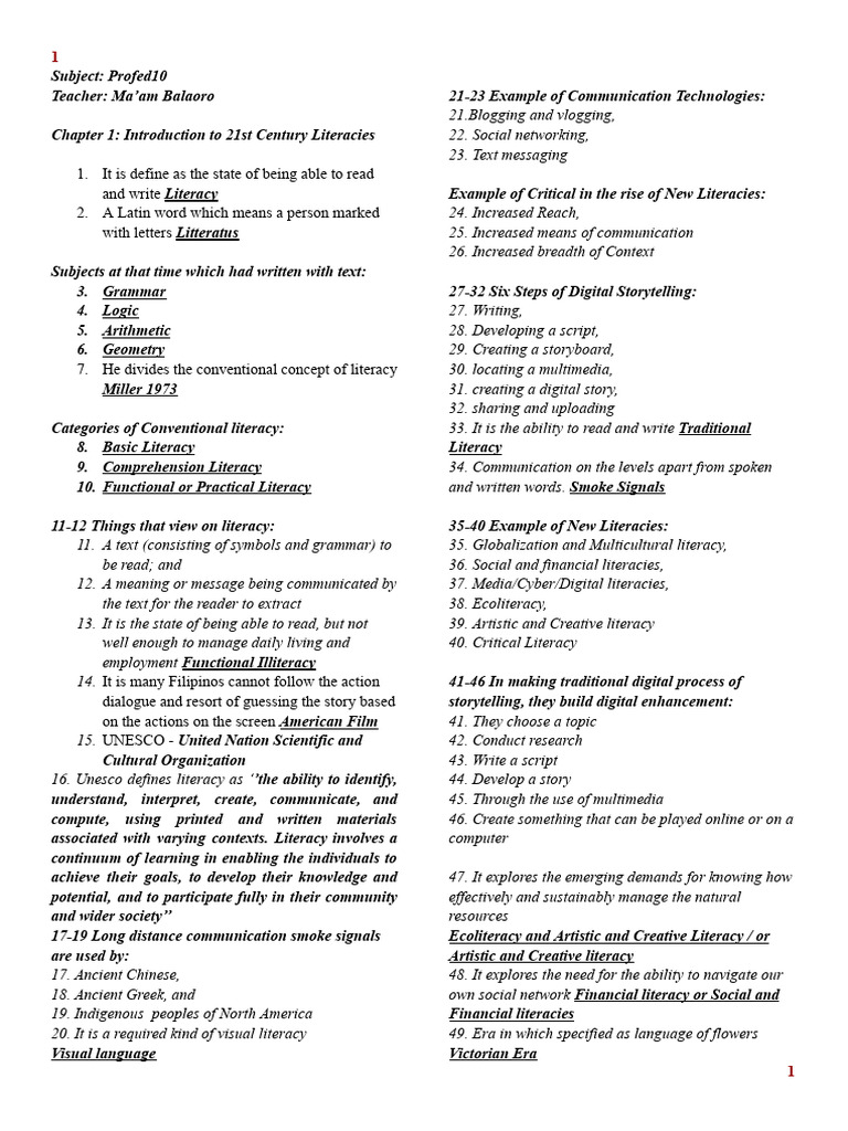 Midterm Reviewer 2nd Sem | PDF | Curriculum | Literacy