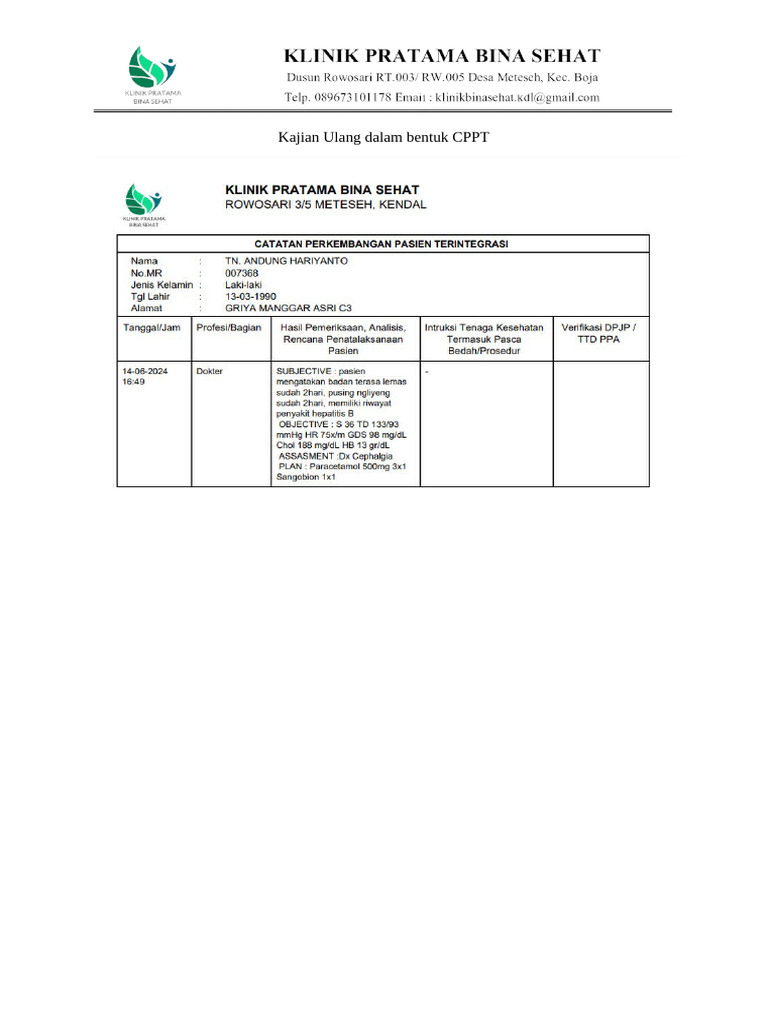 Kajian Ulang Dalam Bentuk CPPT | PDF
