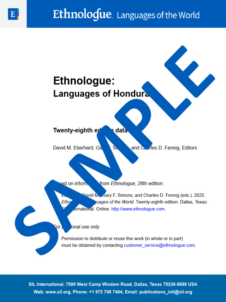 Ethnologue-28-Honduras_SAMPLE | PDF | English Language | Linguistics