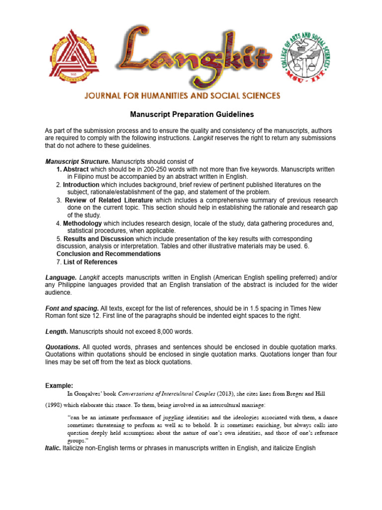 Manuscript Preparation Langkit | PDF | Quotation Mark | English Language