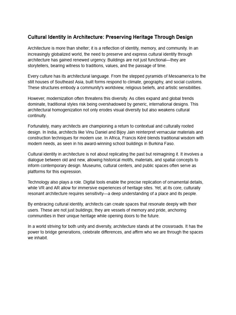 Cultural Identity in Architecture - Preserving Heritage Through Design ...