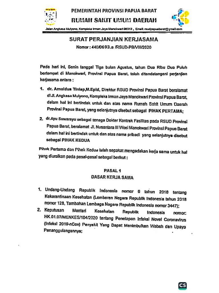 SK PKS Kontrak Ayu | PDF