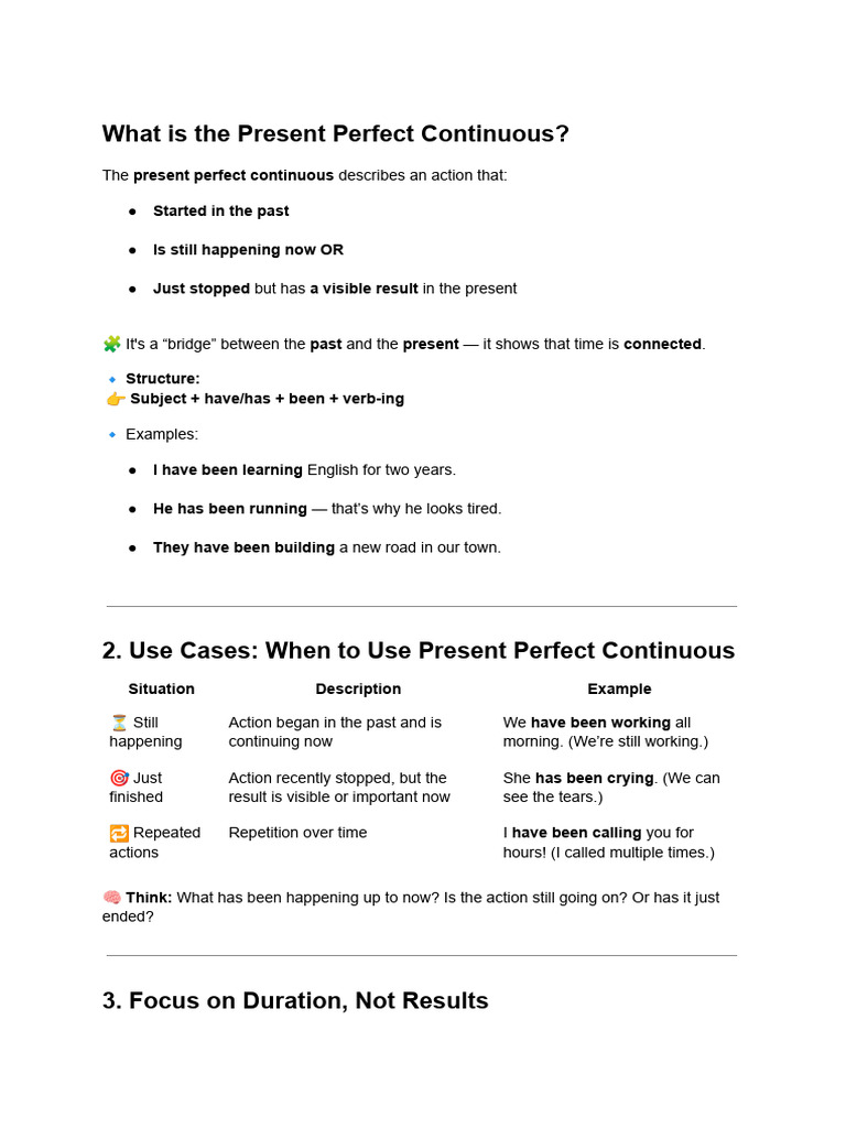Present Perfect Continuous | PDF