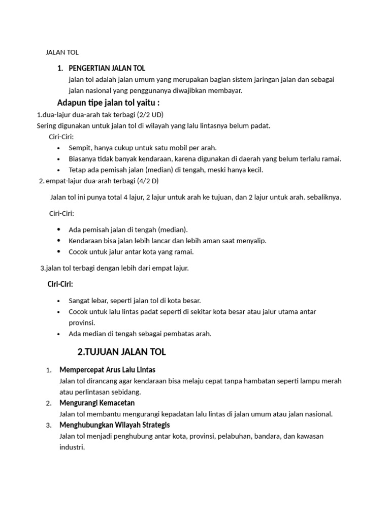 Penjelasan Jalan Tol | PDF