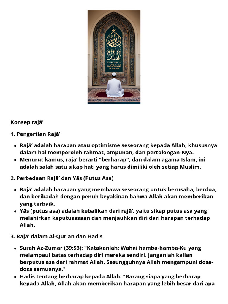 Memahami Konsep Rajā' dalam Islam | PDF